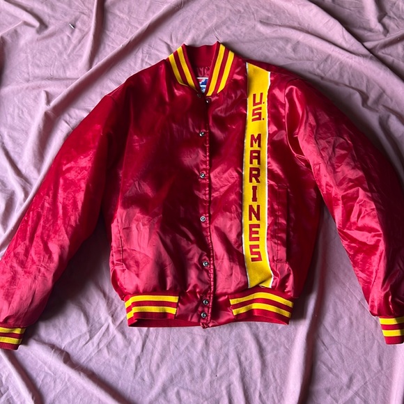Jackets & Coats | Vintage Us Marines Red Satin Jacket | Poshmark
